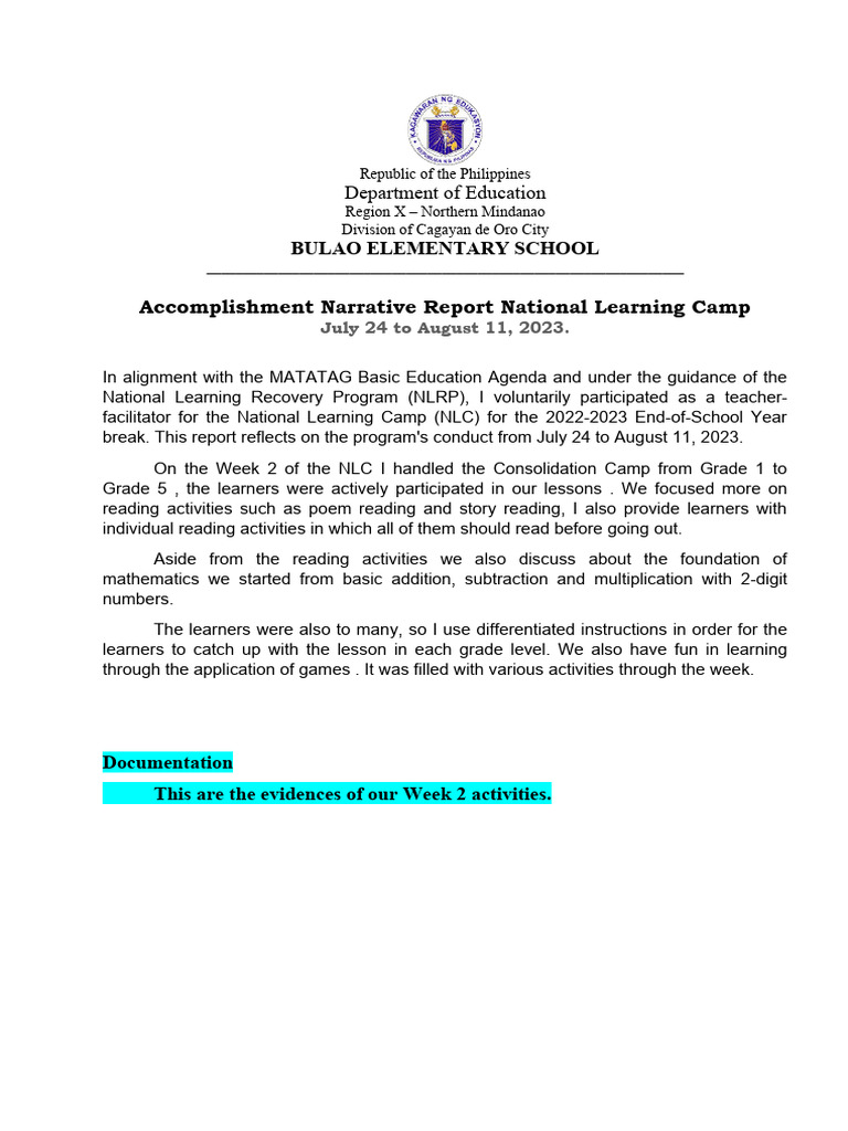 Accomplishment Report 2023 NLC Individual | PDF