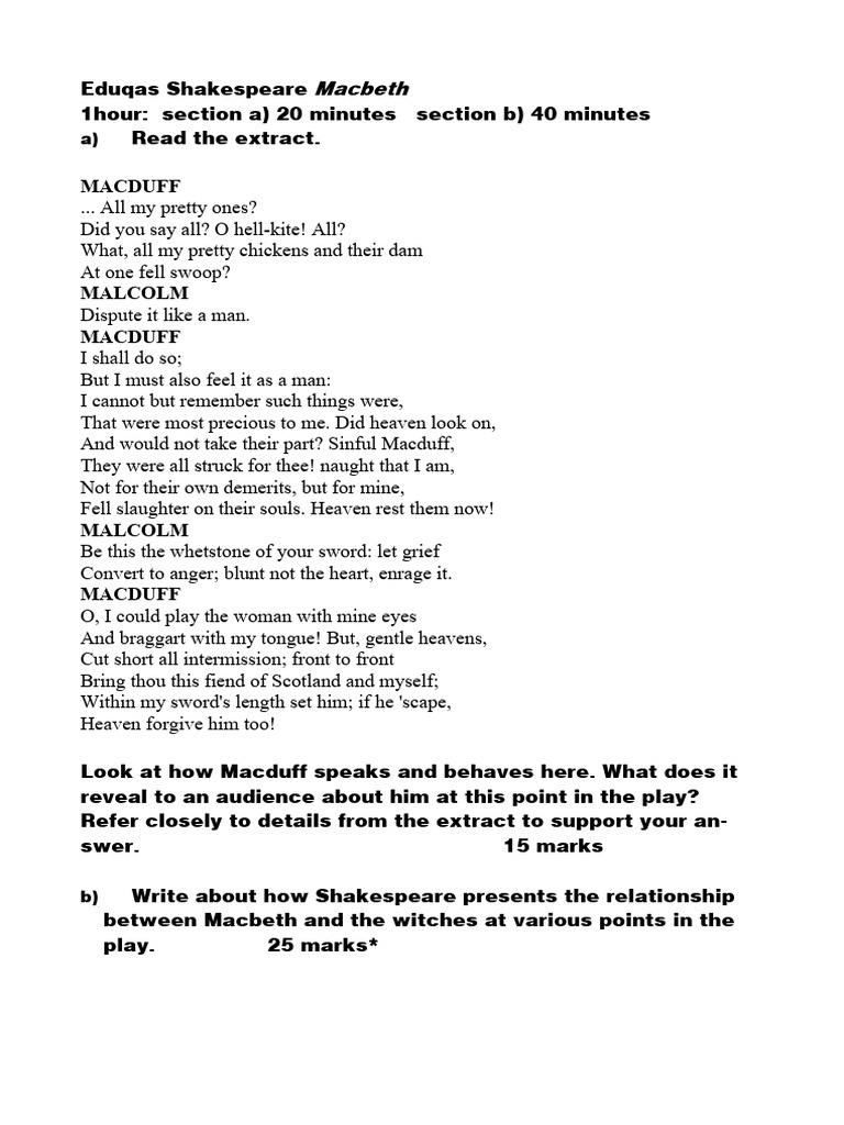 Macbeth: Macduff's Grief & Witches' Role | PDF