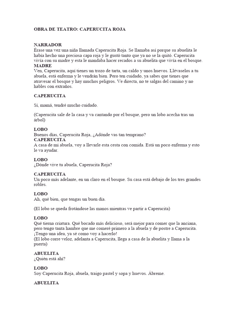 obra-de-teatro-caperucita | PDF | Caperucita Roja
