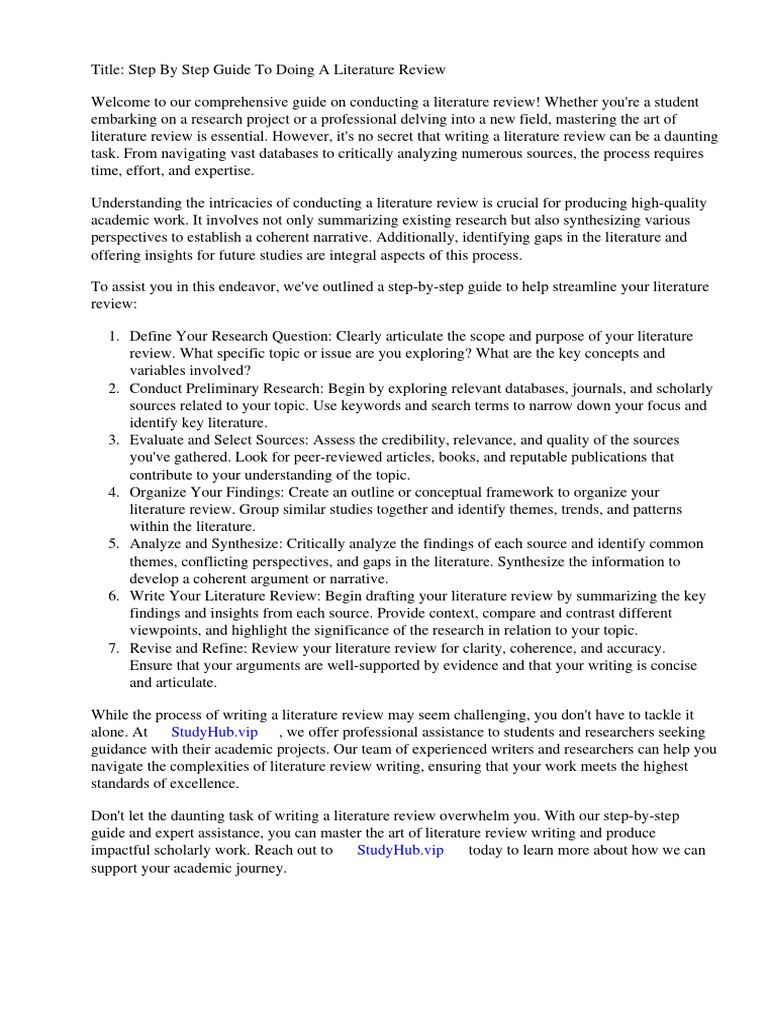 Step by Step Guide To Doing A Literature Review | PDF | Theory ...