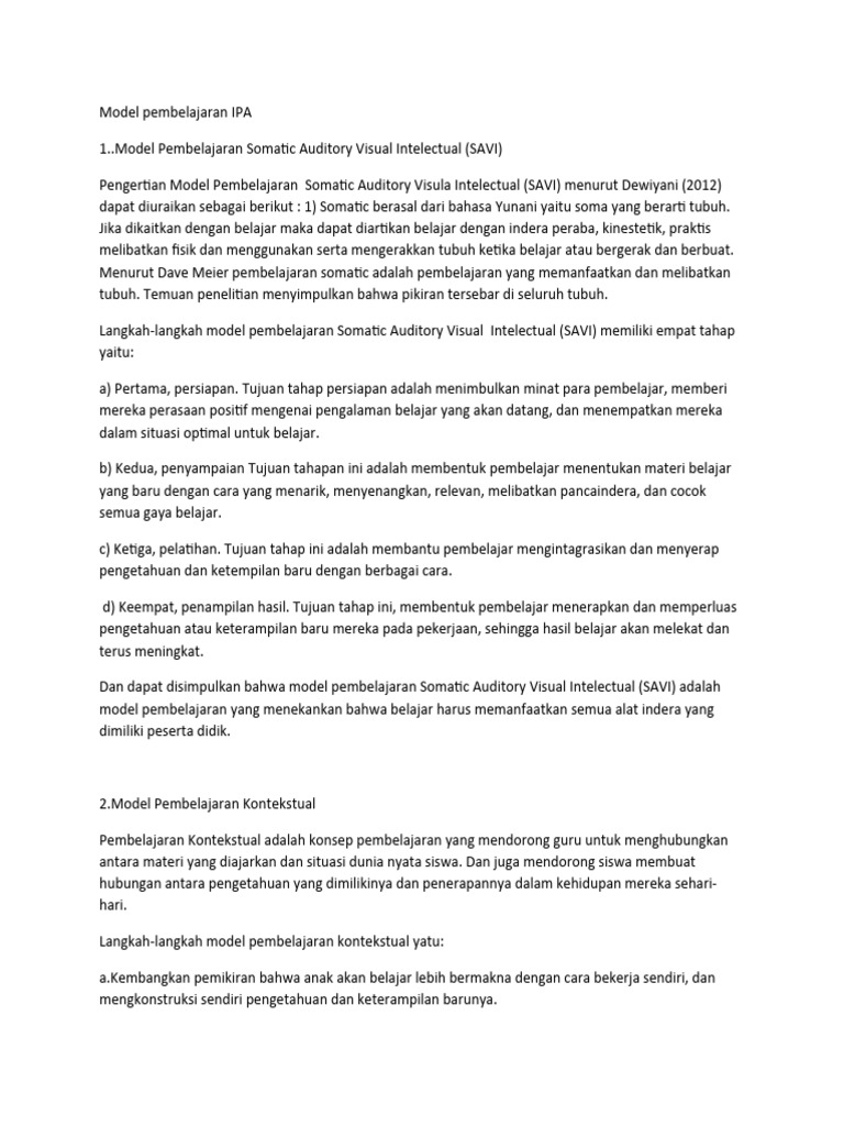 Model Pembelajaran IPA | PDF