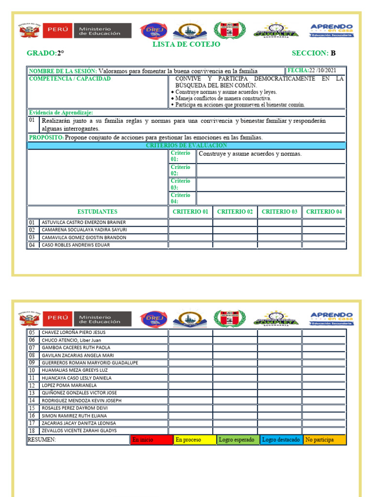 Inst de Eval. - 2°b-Dpcc - Proy 8 - Semana 1-22-10-2021 | PDF