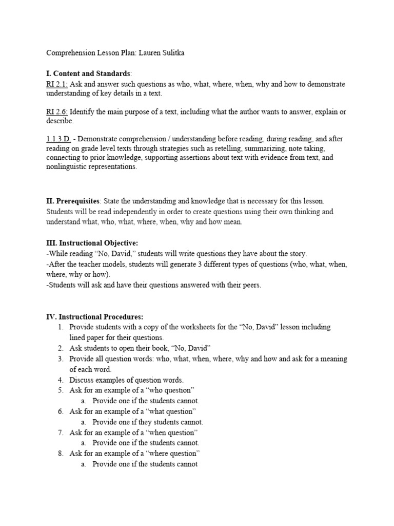 Comprehension Strategy Lesson Plan 2 | PDF | Reading Comprehension ...