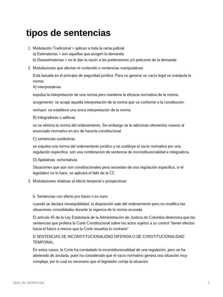 Tipos de Sentencias | PDF | Caso de ley | Constitución