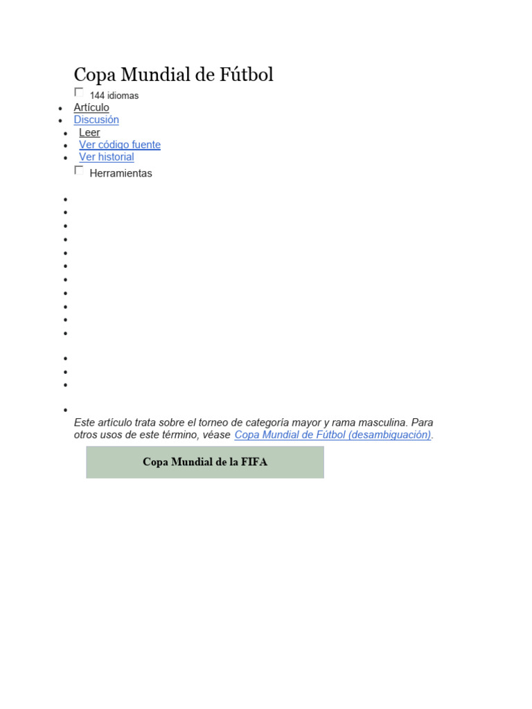 Copa Mundial de Fútbol | PDF | FIFA Copa del Mundo | Selección nacional ...
