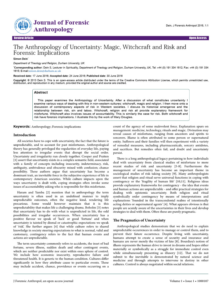 3 Anthropology-Of-Uncertainty-Magic-Witchcraft-And-Risk-Andforensic-Implications-Jfa-1000107 ...