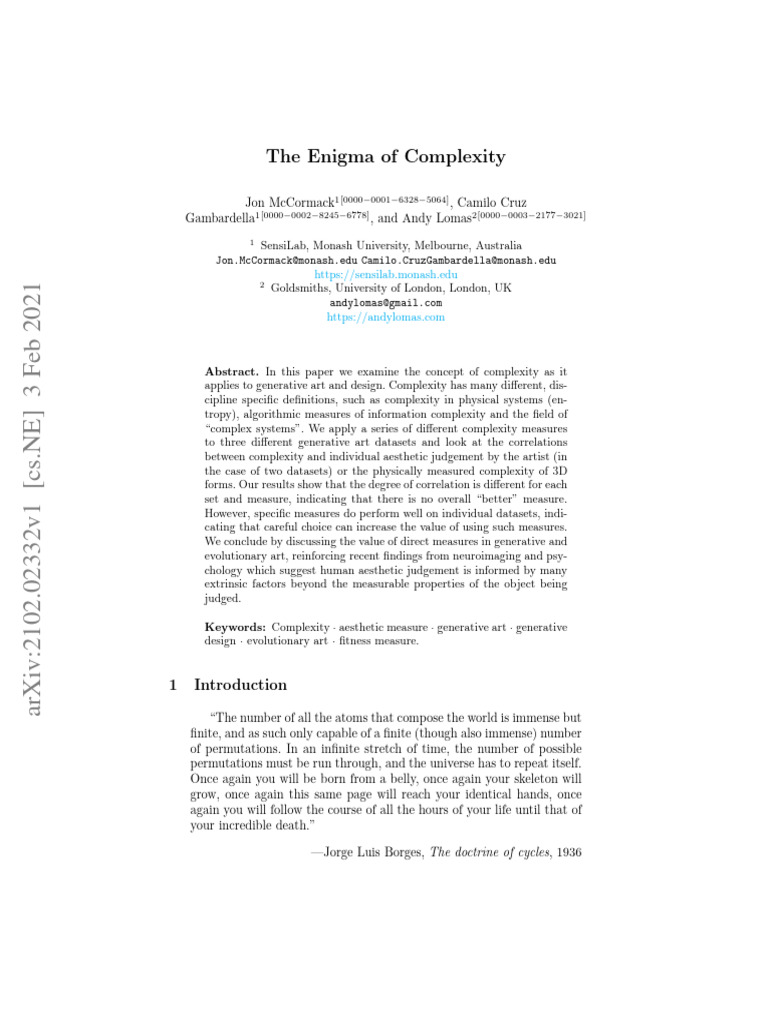 The Enigma of Complexity | Download Free PDF | Complexity | Aesthetics