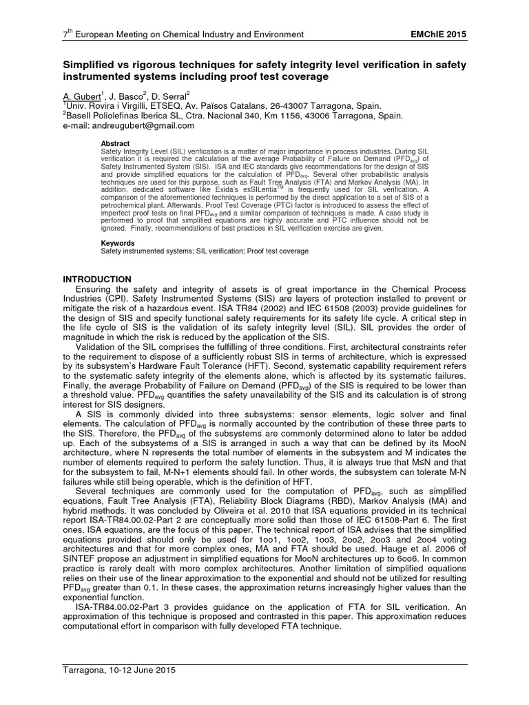 SIL Verification Techniques in SIS | PDF | Reliability Engineering ...
