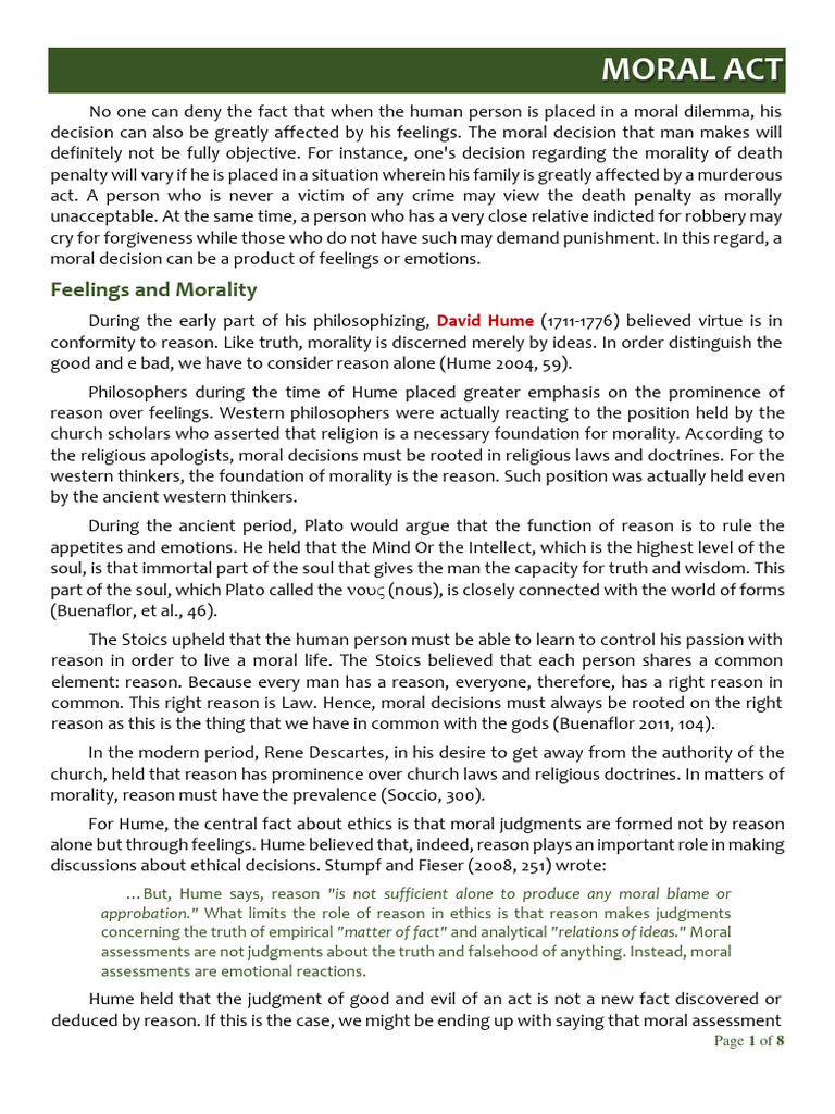 061 MORAL ACT | PDF | Reason | David Hume
