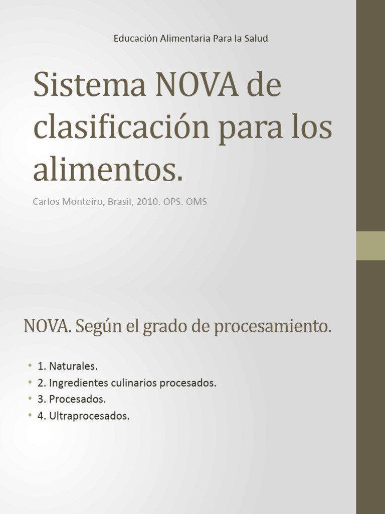 Sistema NOVA de Clasificación para Los Alimentos | PDF | Alimentos ...