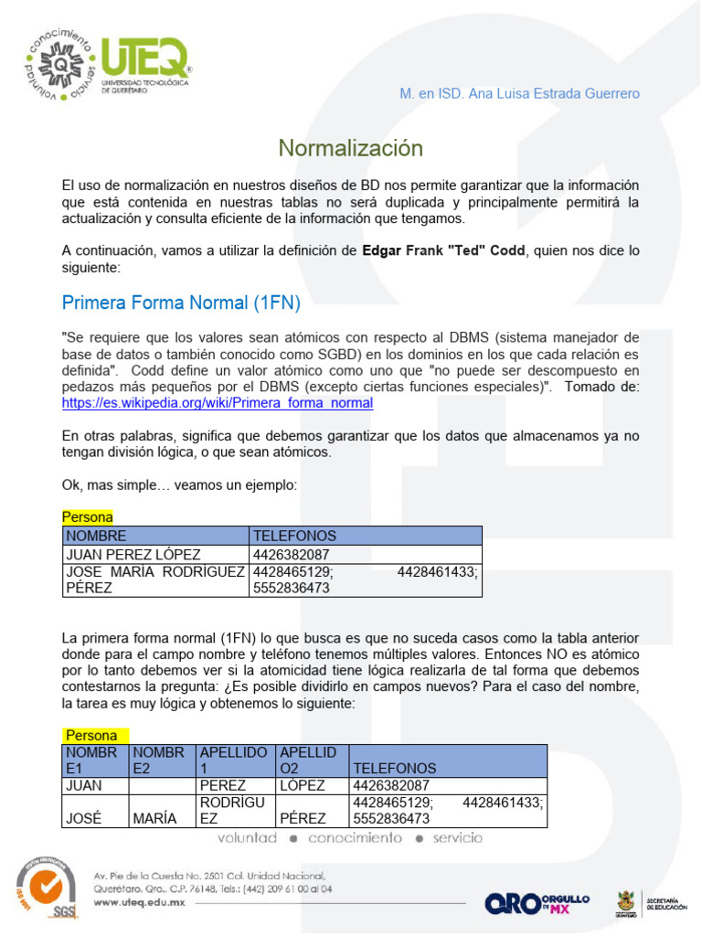 Normalización | PDF | Gestión de datos | Informática