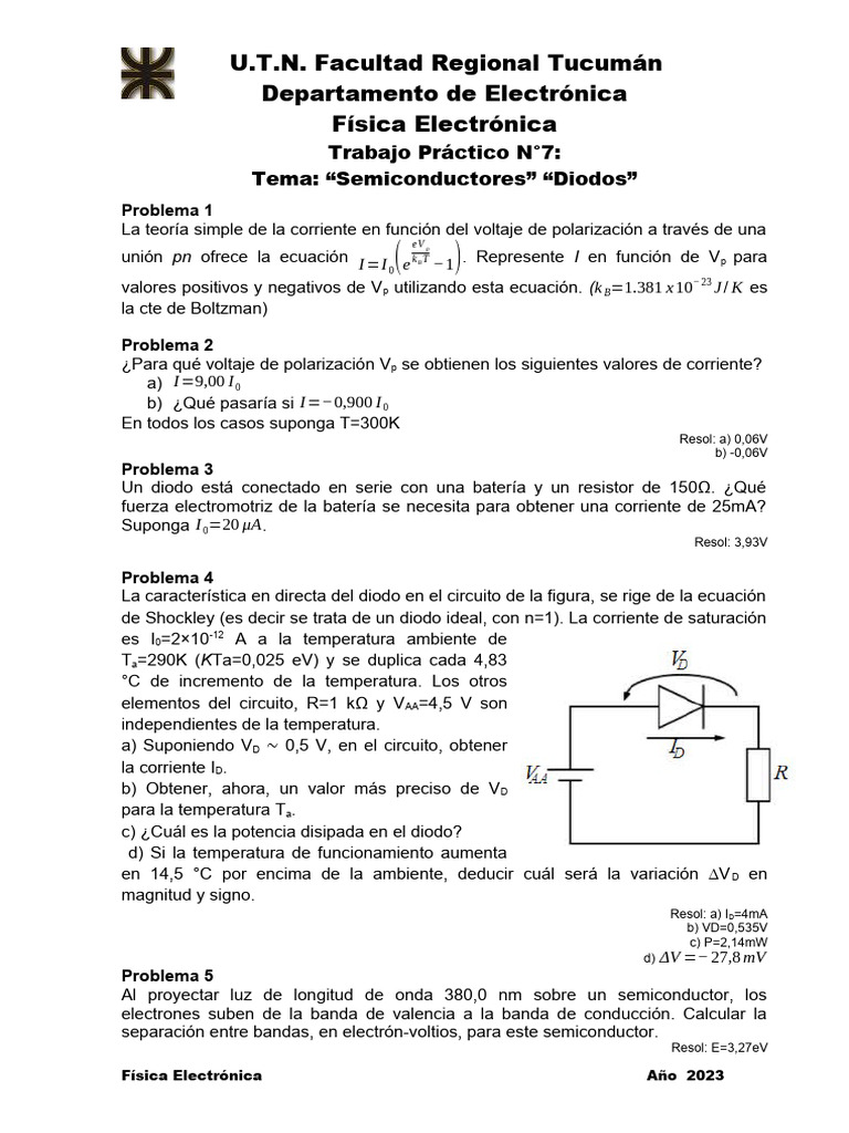 TP-7 - Semiconductores - Fisica E-2023 | PDF | Diodo | Red eléctrica