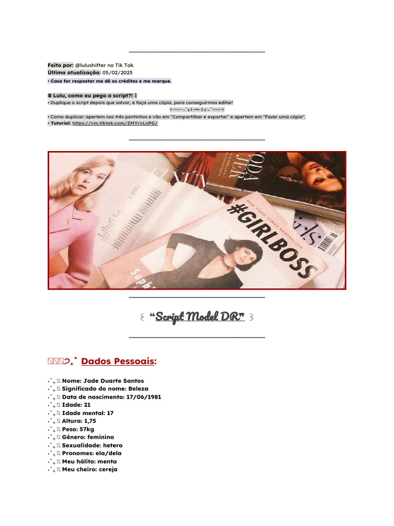 Script Modelo DR para TikTok | PDF | Dinheiro | Roupas