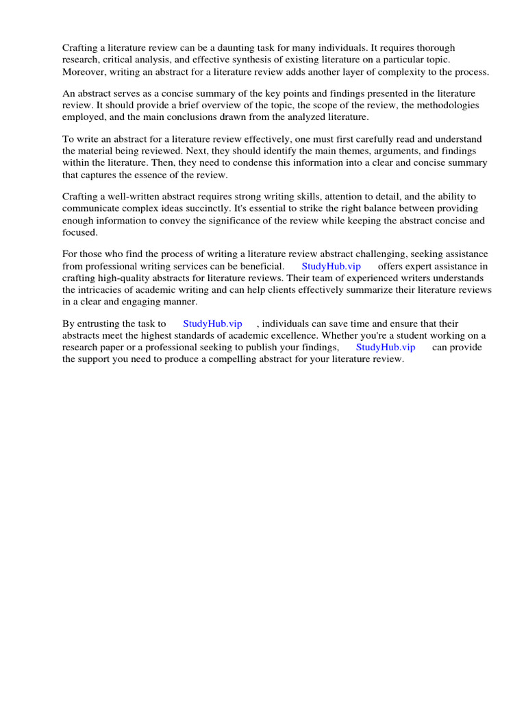 How To Write An Abstract For A Literature Review Example | PDF ...