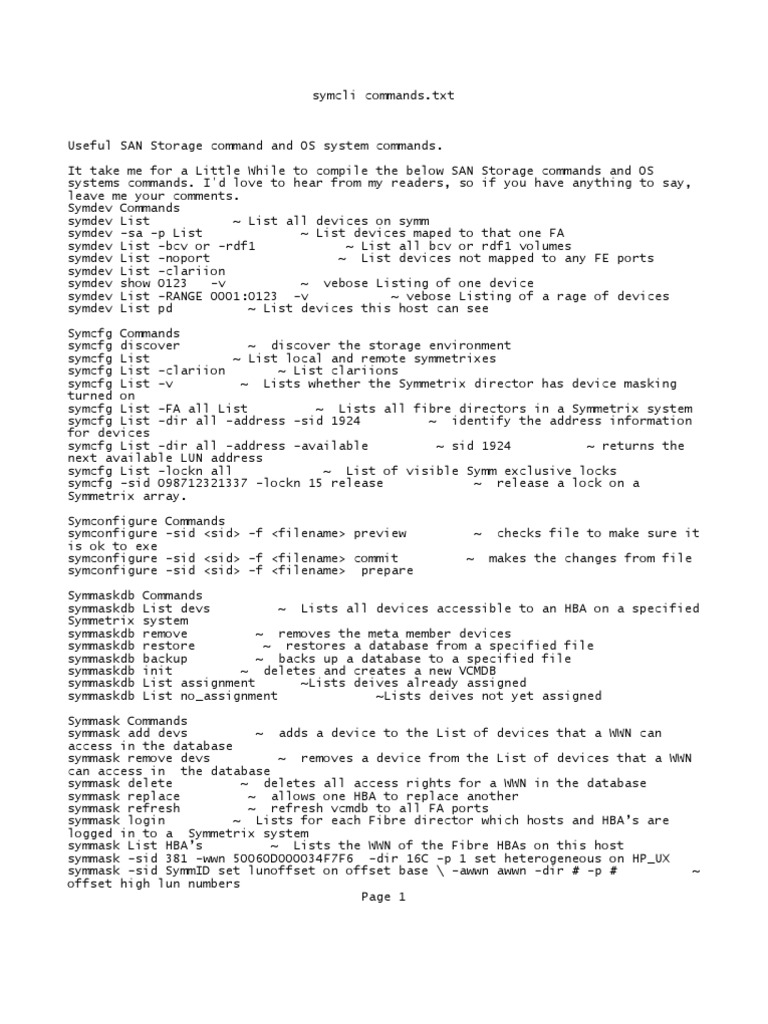 Symcli Commands Pdf File System Computer File