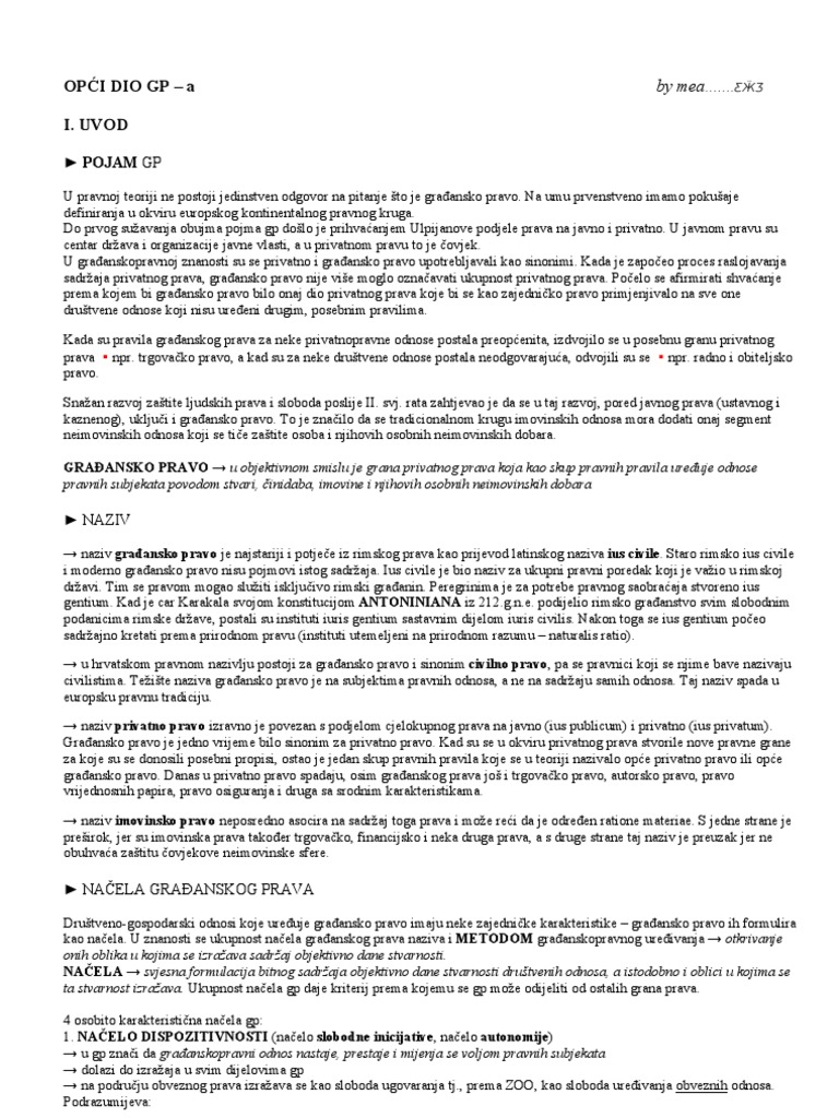 Gradjansko Opci Dio | PDF