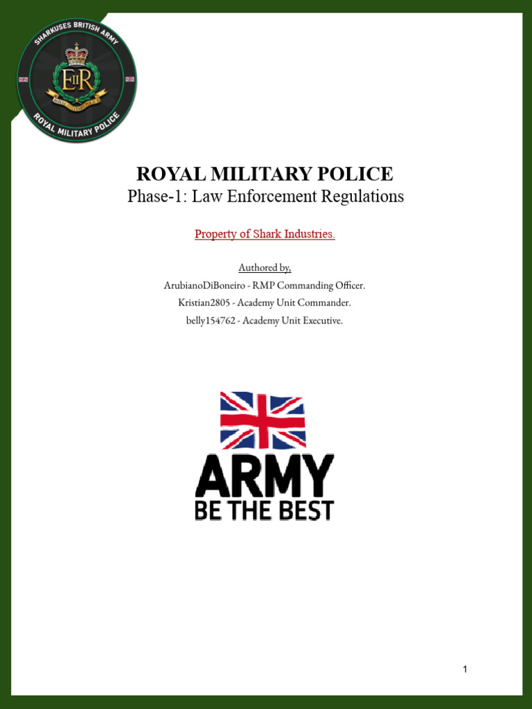 RMP - Phase-1 - Law Enforcement Regulations | PDF | Military Police | Military