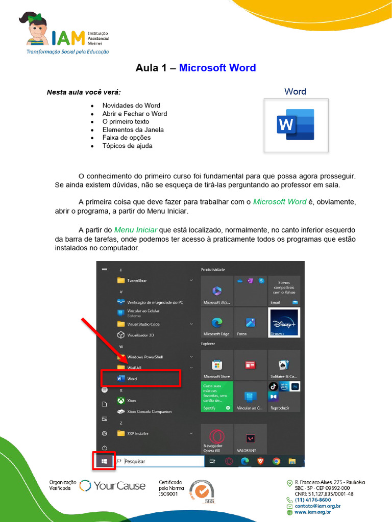 Aula 1 - Microsoft Word | PDF | Teclado de computador | Armazenamento de dados de computador