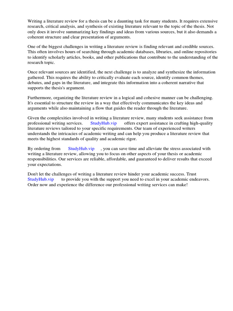 Sample Thesis Review of Literature | PDF | Essays | Literature Review