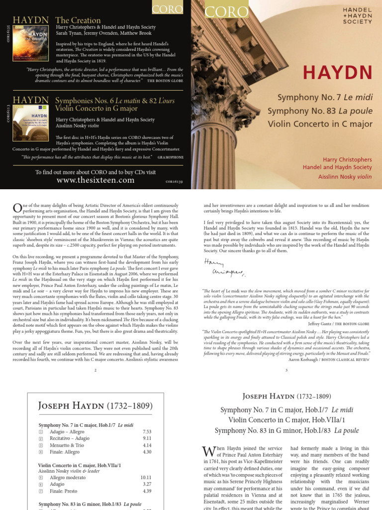 Program Notes - Haydn Violin Concerto No. 2 | Download Free PDF ...