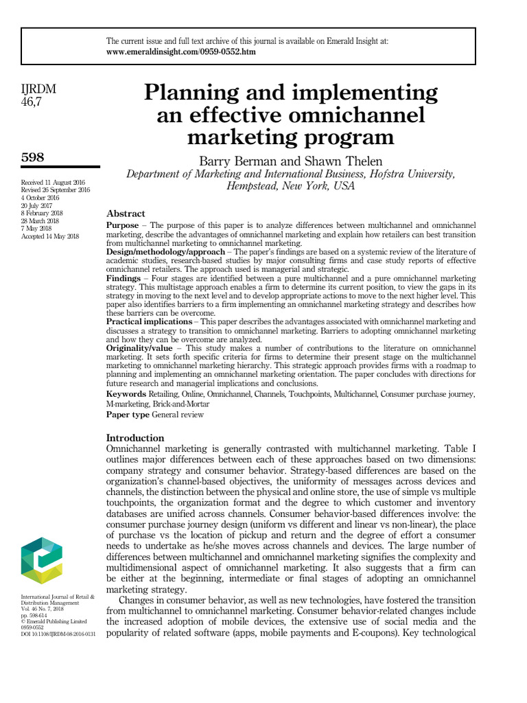 Berman & Thelen (2018) | PDF | Retail | Marketing