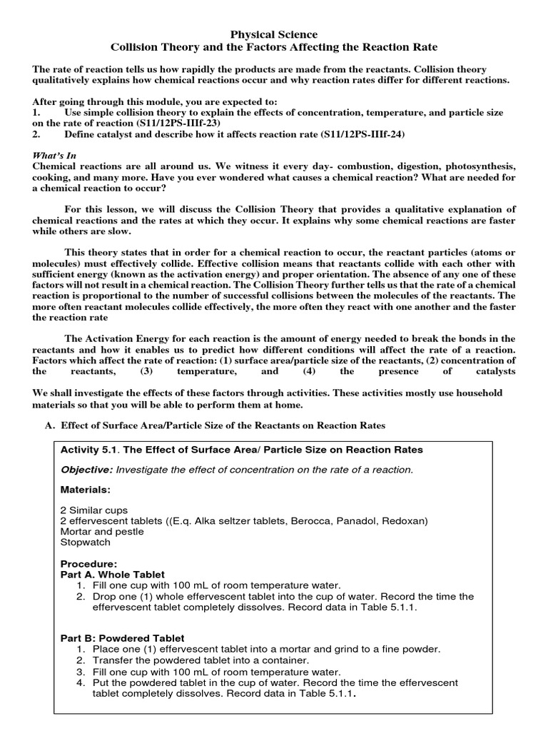 Collision Theory | PDF | Reaction Rate | Chemical Reactions