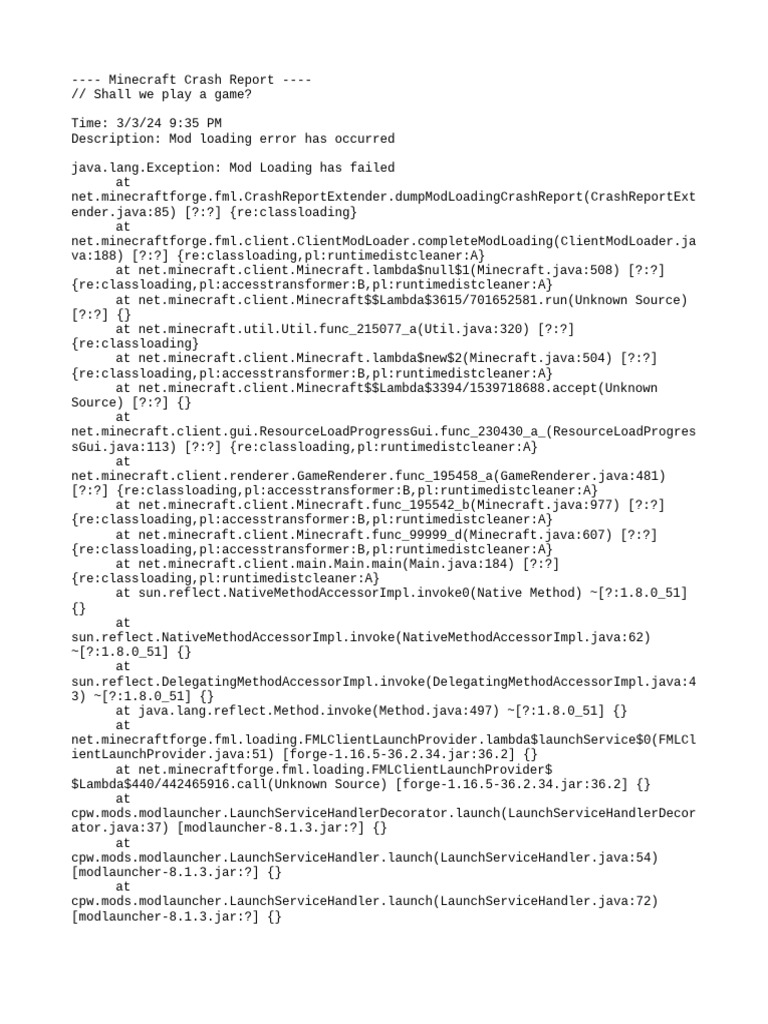 Minecraft Mod Loading Error | PDF | Java Virtual Machine | Software Development