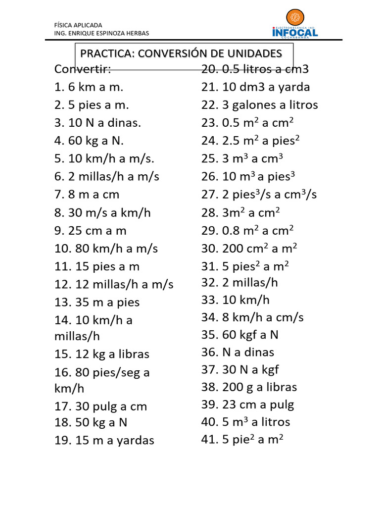 PRACTICA 1 - CONVERSION DE UNIDADES | PDF