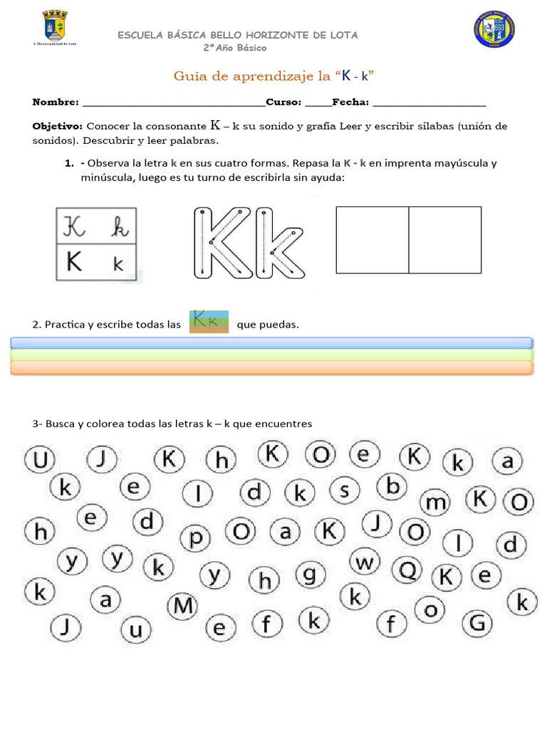 La letra K en imprenta: guía de aprendizaje | PDF | Arte