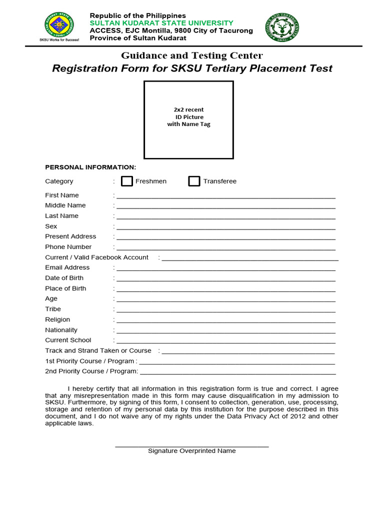 Registration Form SKSU TPT 2 | PDF | Computing | Privacy