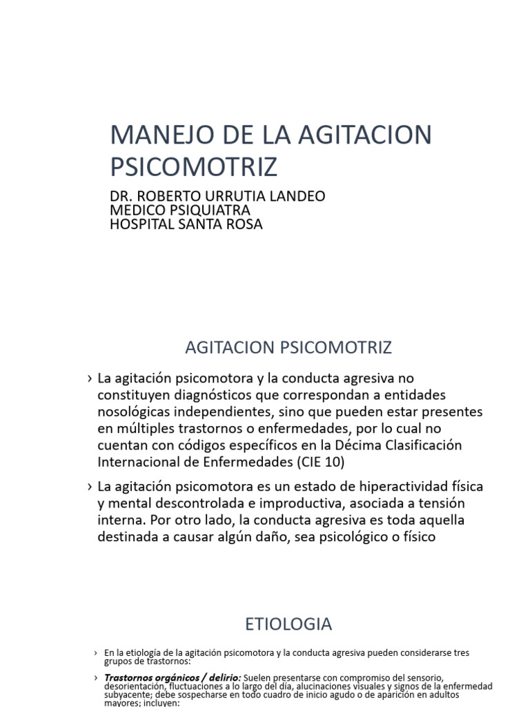 6a. Manejo de La Agitacion Psicomotriz | PDF | Antipsicótico | Psicosis