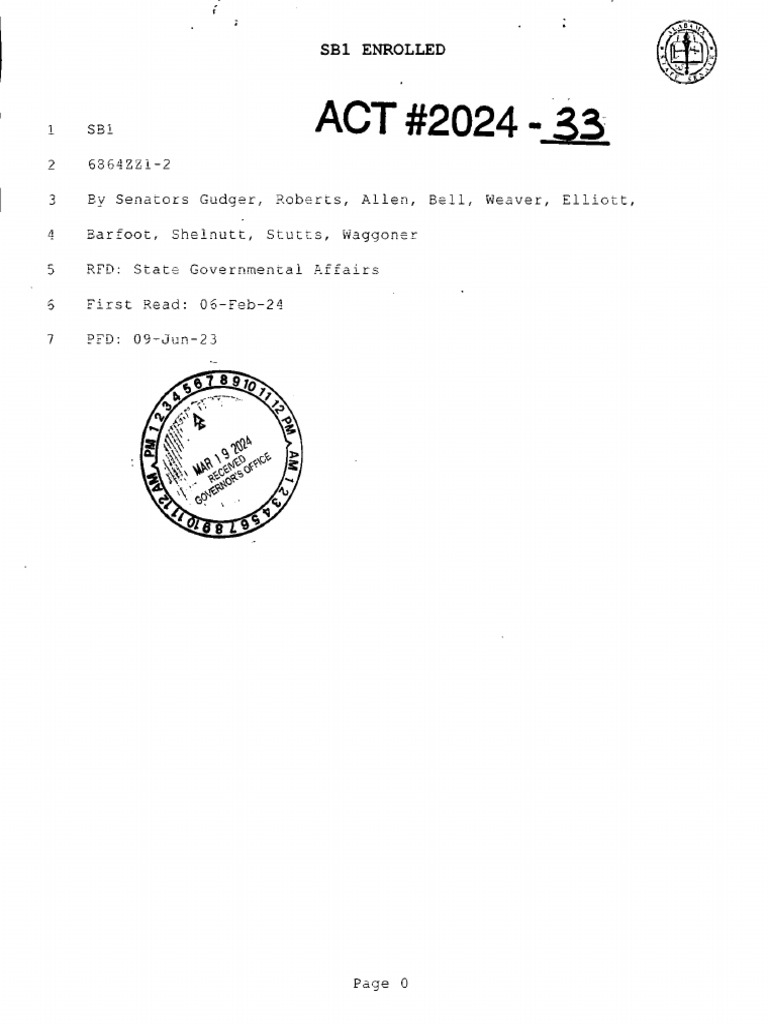 Alabama SB1 As Signed Into Law | PDF | Absentee Ballot | Public Law