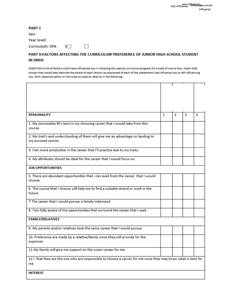 Checklist III | PDF | Behavioural Sciences | Psychology