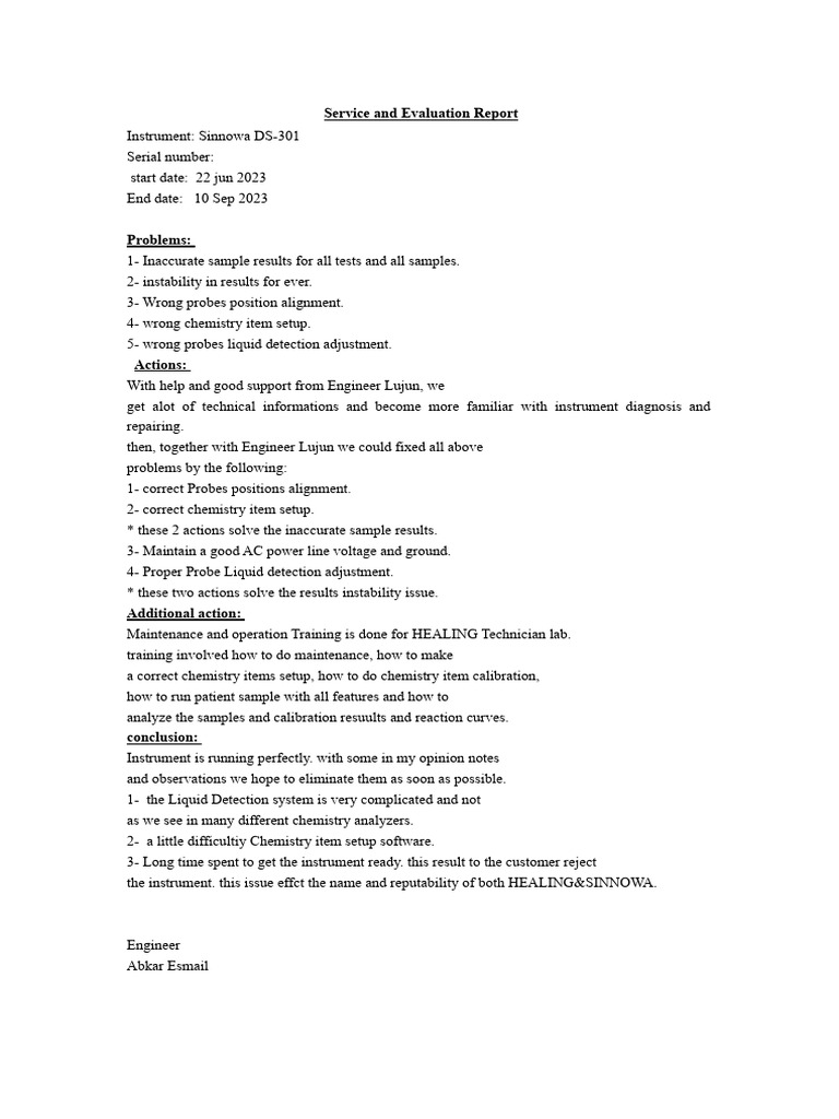 Ds-301 Service& Evaluation Report | PDF | Science & Mathematics | Computers