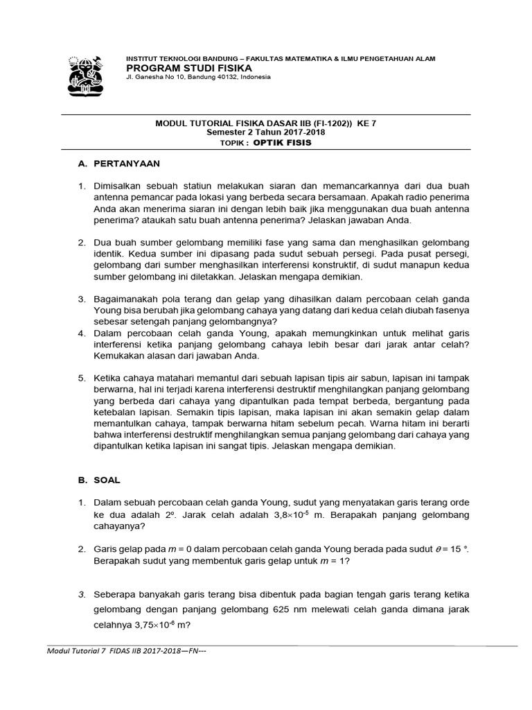 SOAL Modul Tutorial 7 FIDAS IIB - 2017-2018 | PDF