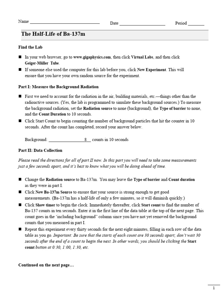 Ba-137m_Half-Life | PDF | Radioactive Decay | Nuclear Chemistry