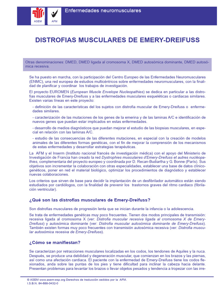 Distrofias Musculares de Emery-Dreifuss | PDF | Mutación ...