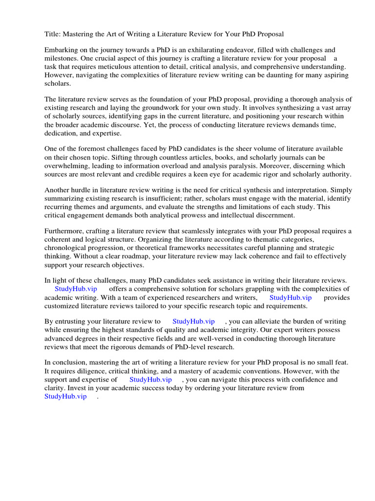 How To Write Literature Review For PHD Proposal | PDF | Thesis | Essays