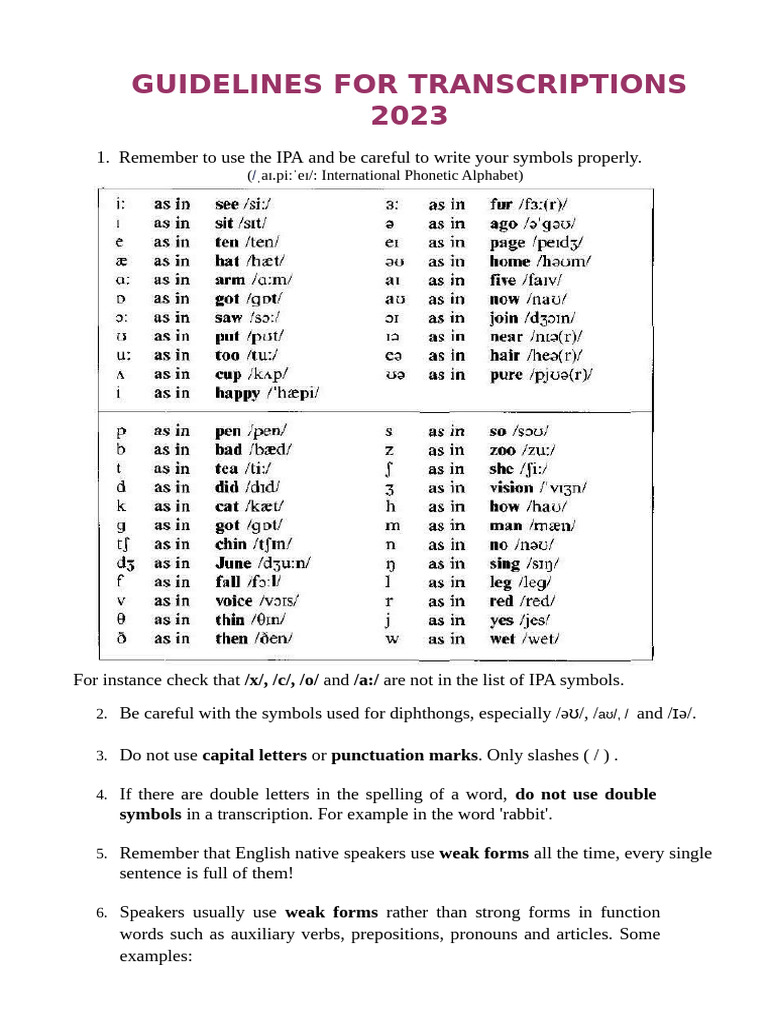 IPA Transcription Guidelines and Examples | PDF | English Language ...
