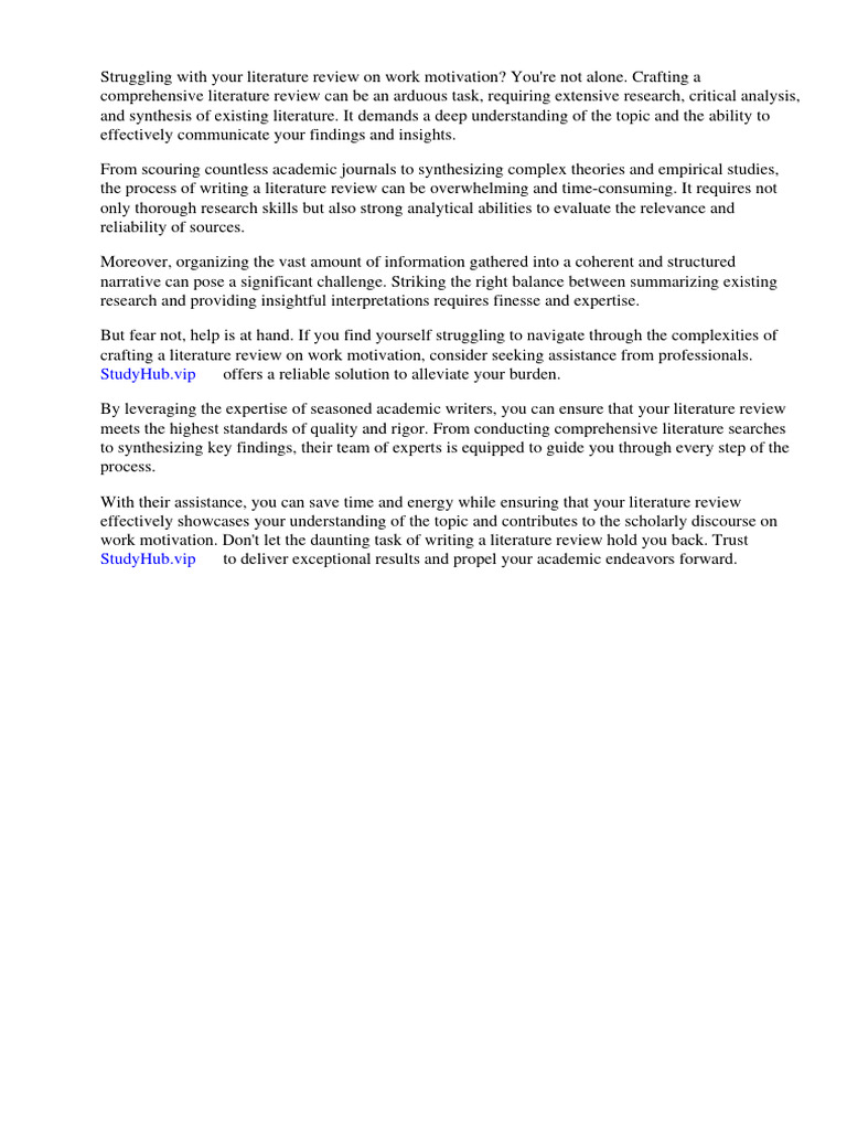 Literature Review of Work Motivation | PDF | Motivational | Motivation Literature Review of Work Motivation | PDF | Motivational | Motivation