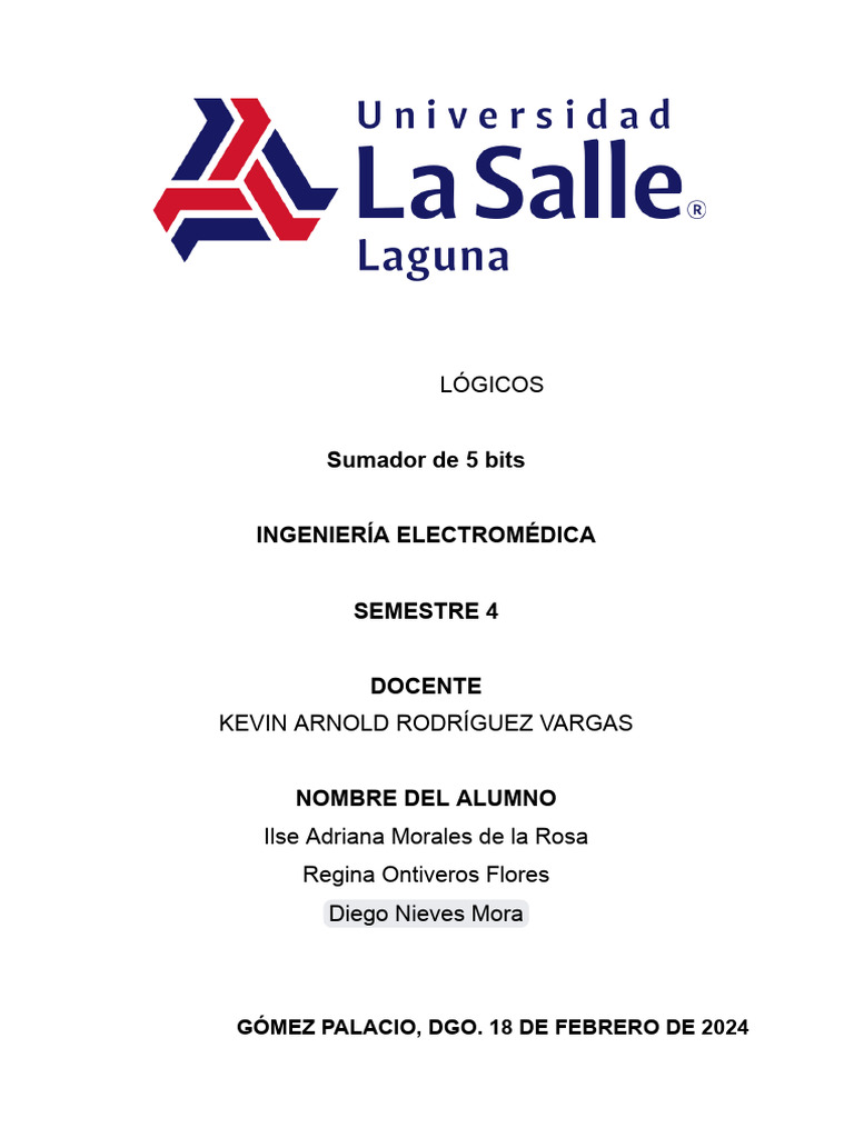 Circuitos Lógicos - Sumador 5 Bits | PDF | Arreglos de compuertas ...