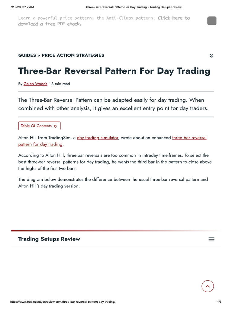Three-Bar Reversal Pattern For Day Trading - Trading Setups Review | PDF