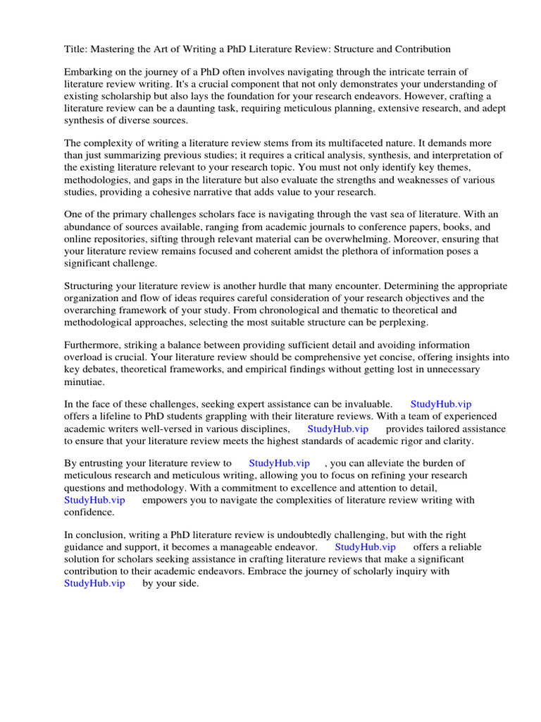 PHD Literature Review Its Structure and Contribution | PDF ...