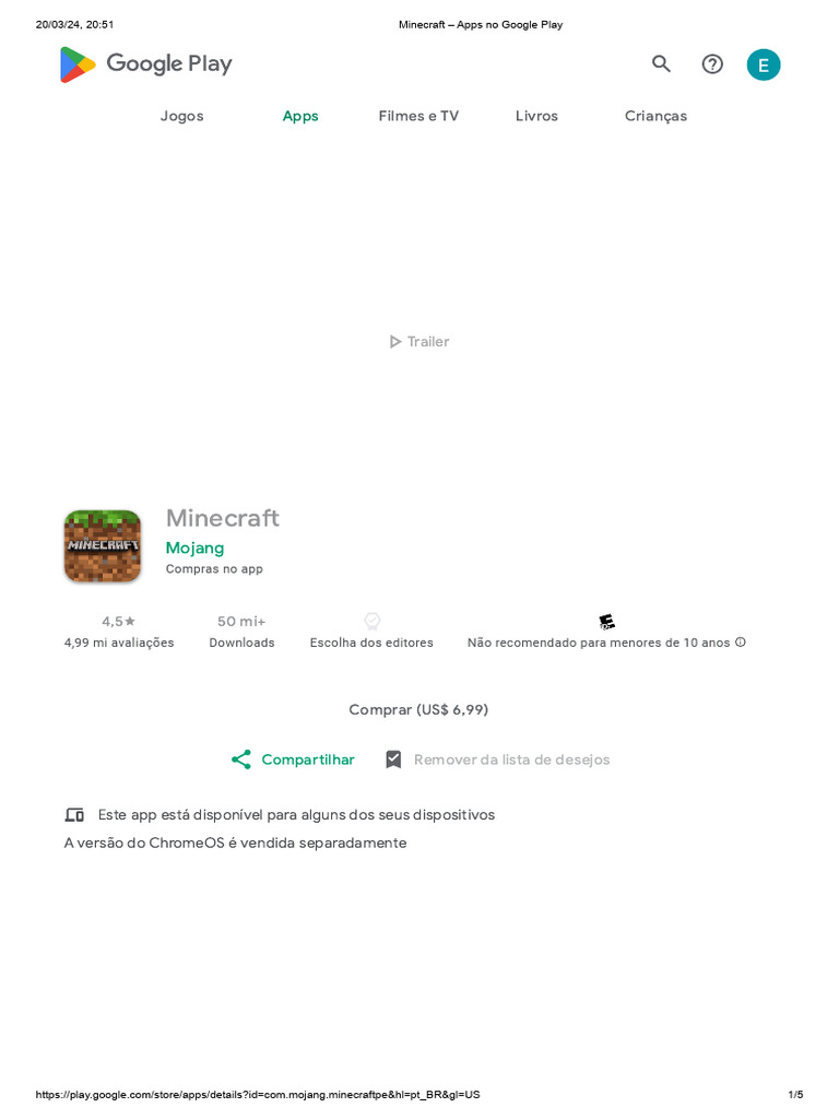 Minecraft - Apps No Google Play | PDF | Minecraft | Aplicativo para celular
