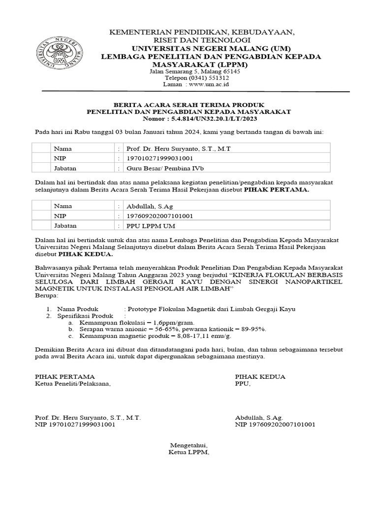 Flokulan Magnetik Limbah Kayu UM | PDF | Ilmu Sosial