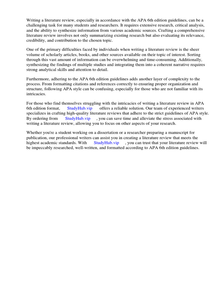 Example of Apa 6th Edition Literature Review | PDF | Grammatical Tense ...