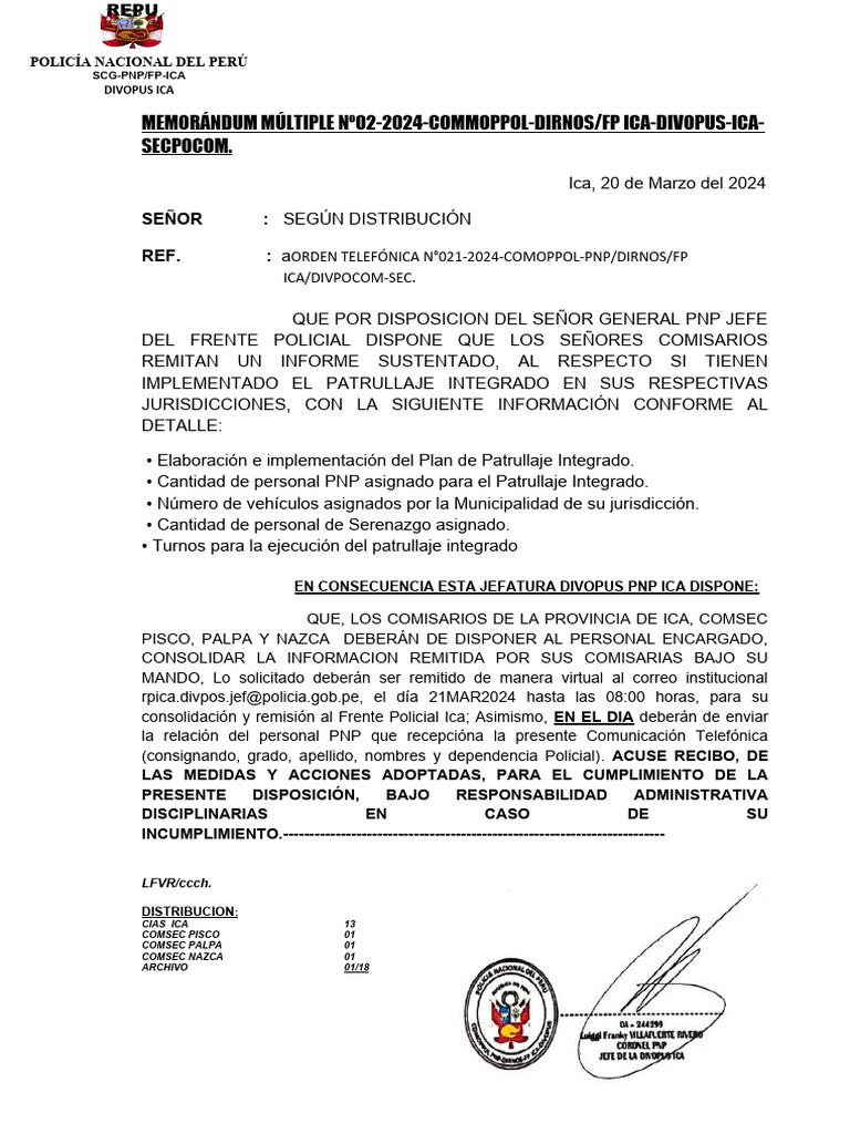 Memo Mult. #02-2024-Secpocom | PDF | Cumplimiento de la ley | Crimen y violencia