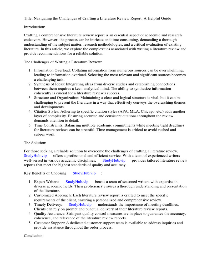 Literature Review Report Template | PDF | Essays | Citation