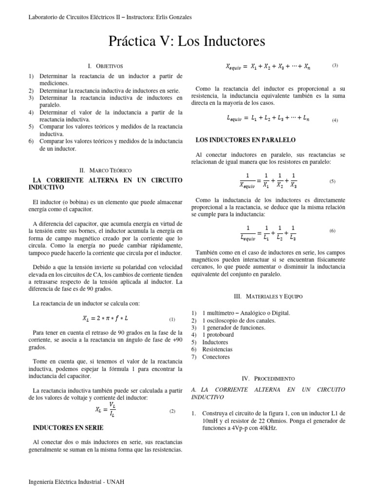 Practica V | PDF | Inductor | Red eléctrica