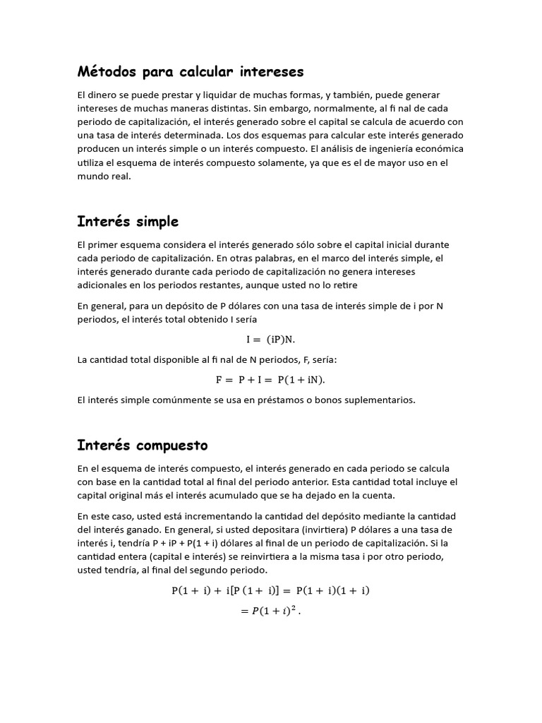 Métodos para Calcular Intereses | PDF